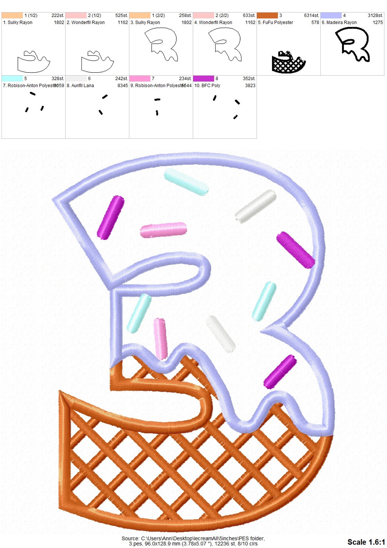 Ice Cream Numbers Applique Ice Cream Waffle Cone Kids Birthday Numbers ...