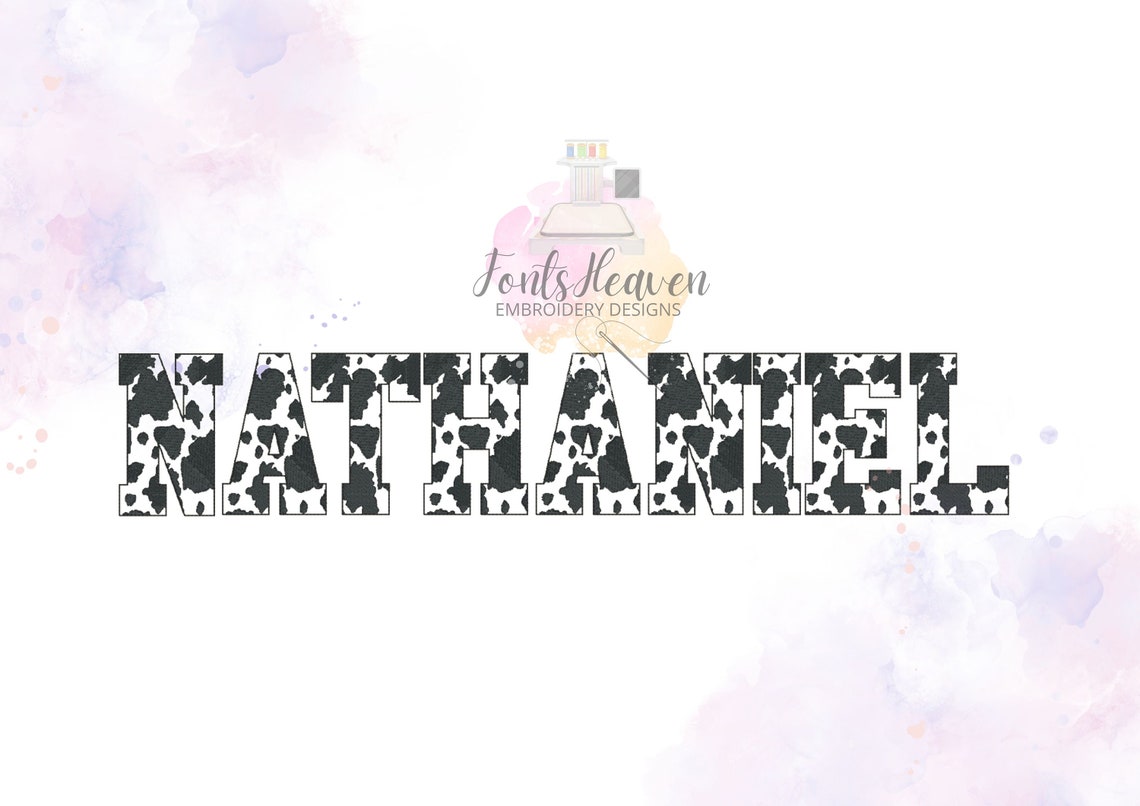 Cow Spots Cowboy Block Athletic Outline Font Alphabet Machine - Etsy