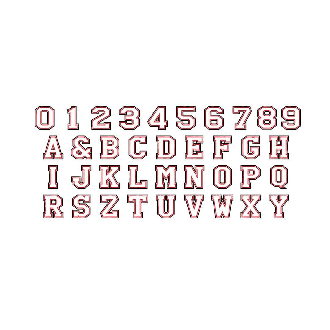 2 Layers Sport High School Varsity Collegiate Block Applique Font ...