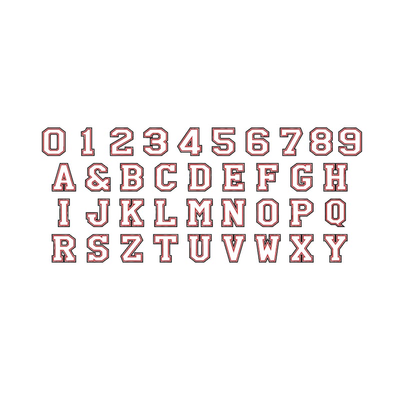 2 Layers Sport High School Varsity Collegiate Block Applique Font ...