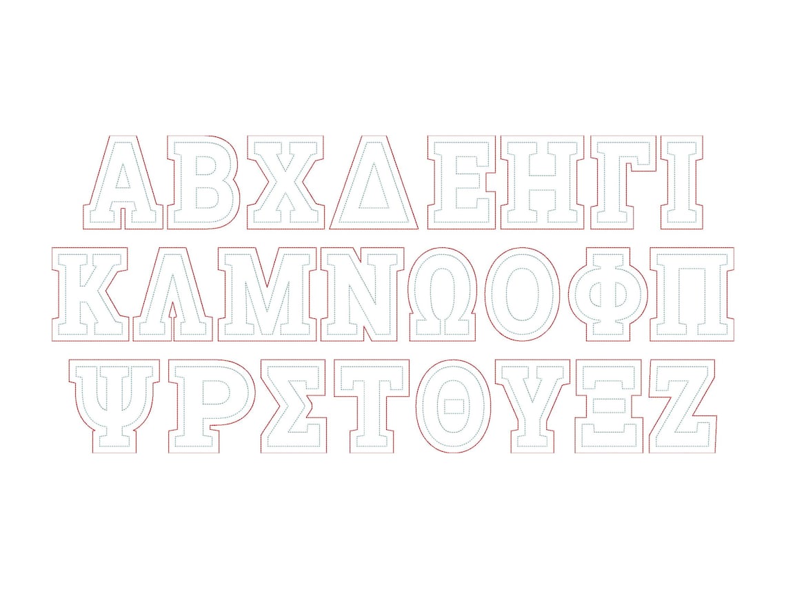 Simple GREEK Outline FONT Raggedy Edge Applique Greek Alphabet Alpha ...