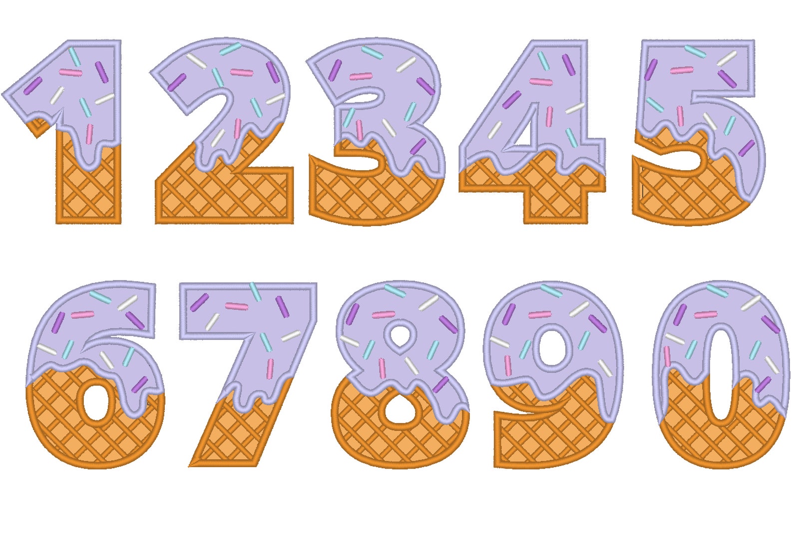 Ice Cream Numbers Applique Ice Cream Waffle Cone Kids Birthday Numbers ...