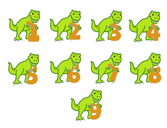 SVG PNG Trex Birthday Numbers Dinosaur T-rex With Bitten - Etsy