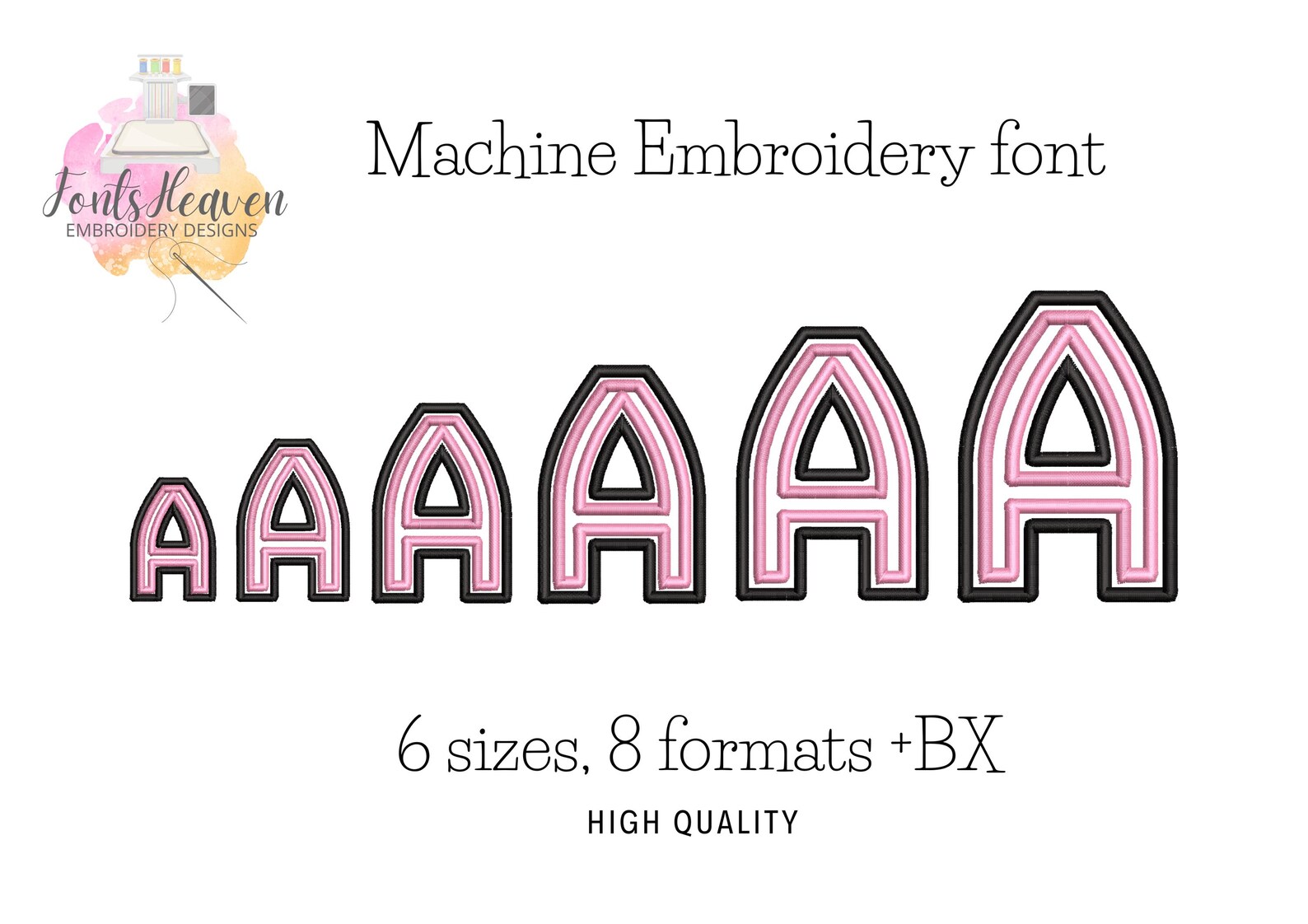 Double Outline Block Font 2 Outlines Satin Stitch Machine Embroidery ...