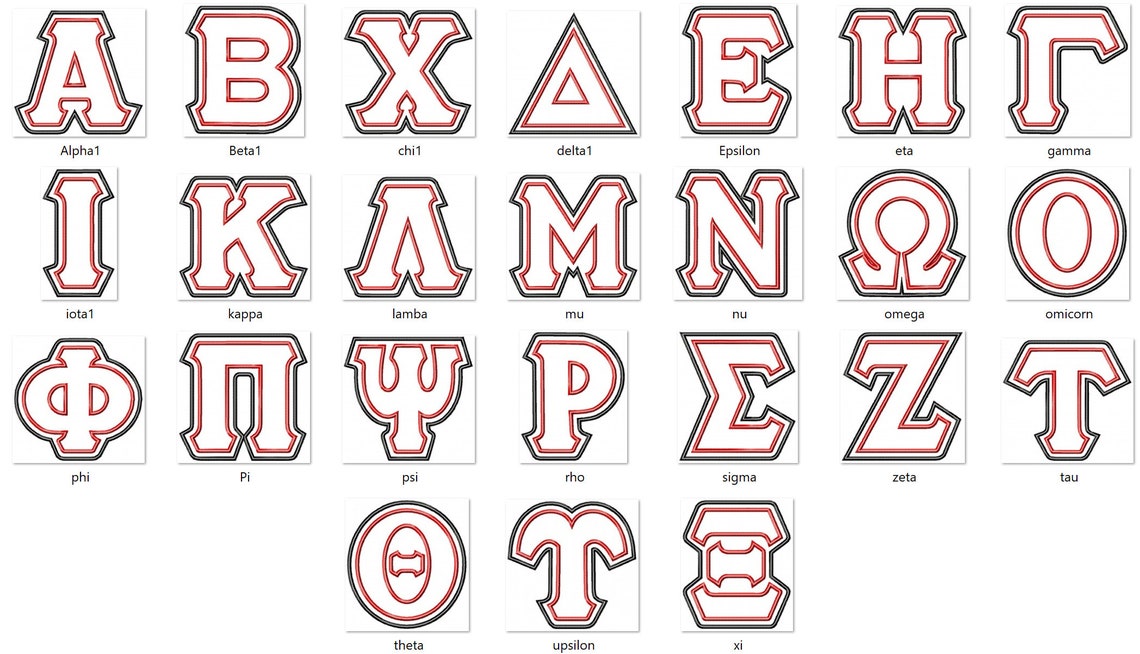 CLASSIC GREEK FONT Satin 2 Layers Applique, 2 Colors Greek Alphabet Abc ...