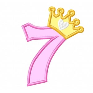 Princess Crown Birthday Number 7 SEVEN Tshirt Kids Party Outfit ...