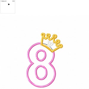 Princess Crown Birthday Number 8 EIGHT Tshirt Kids Party Outfit ...