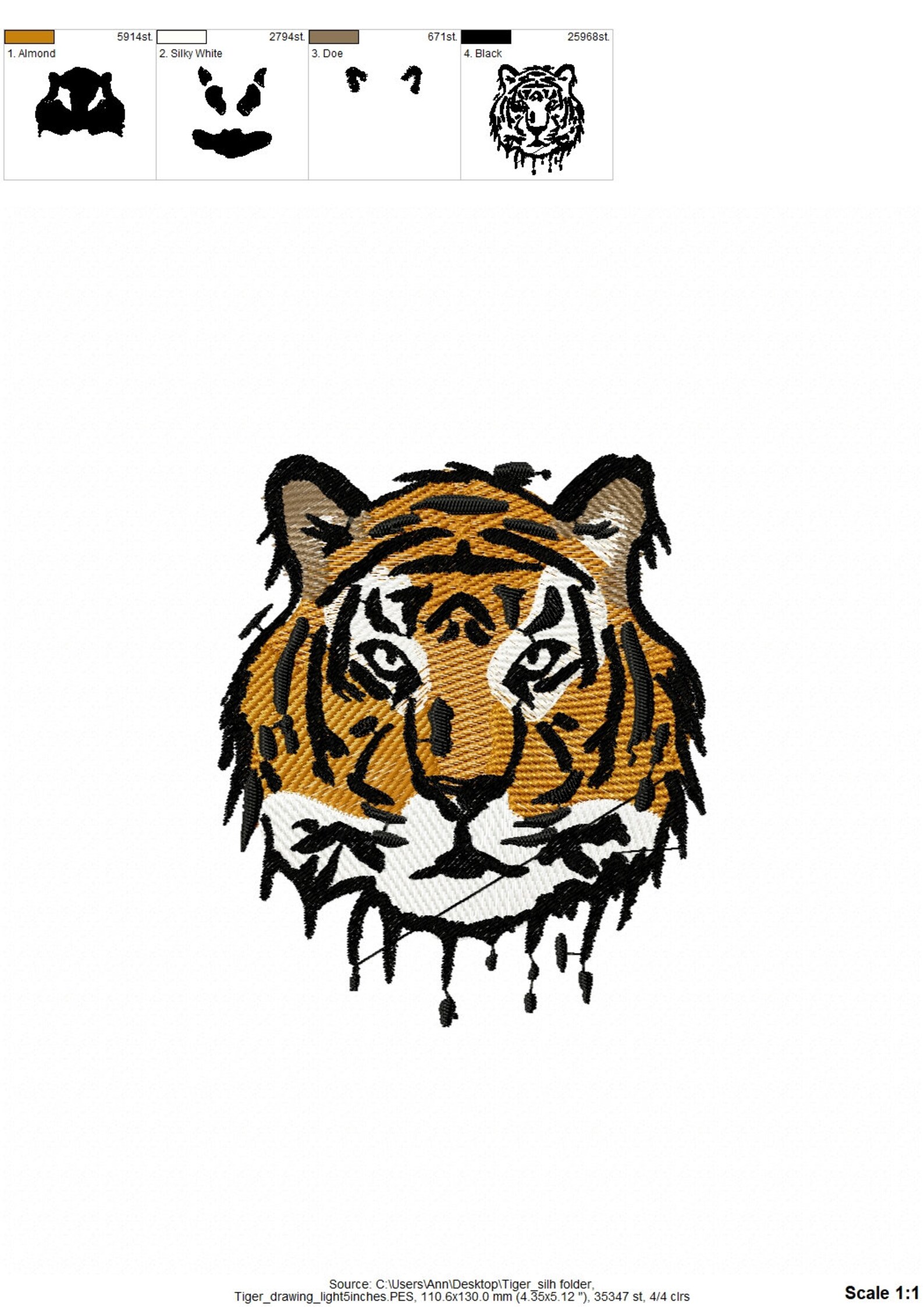 Light Stitch Tiger Drawing Light Sketch Stitch Machine - Etsy