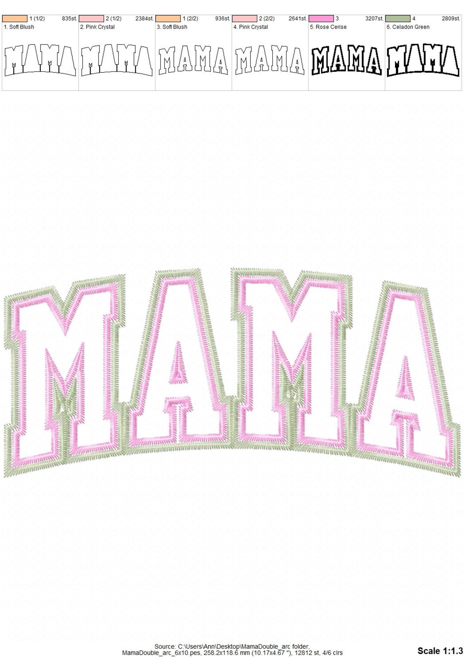 MAMA in Two Layer Applique Machine Embroidery Designs Zigzag Edge ...
