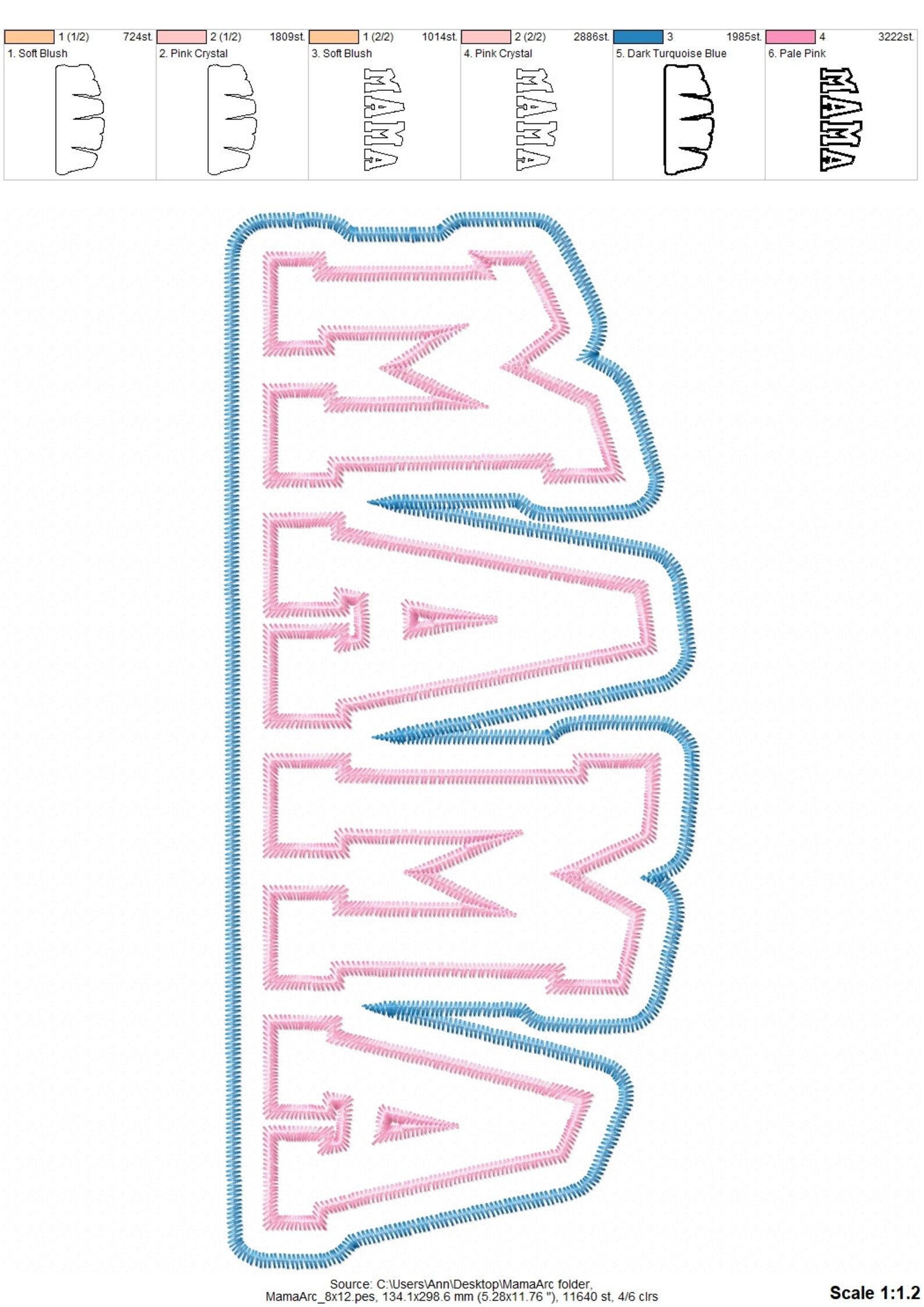 MAMA in Two Layer Double Applique Machine Embroidery Designs Zigzag ...