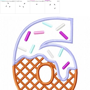 Ice Cream Numbers Applique Ice Cream Waffle Cone Kids Birthday Numbers ...