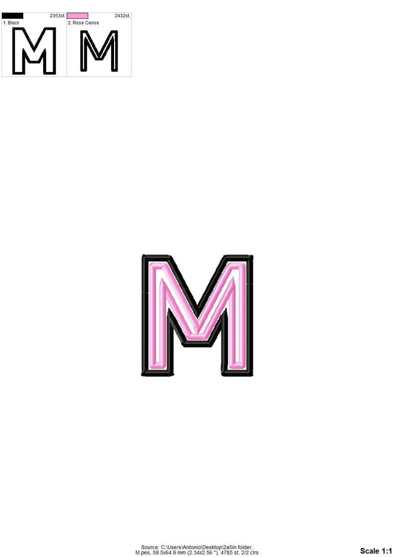 Double Outline Block Font 2 Outlines Satin Stitch Machine Embroidery ...