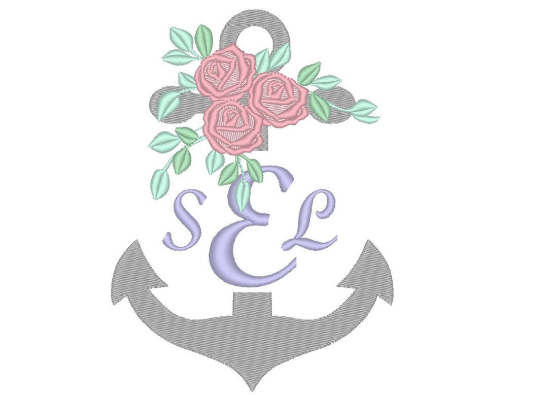 Split Anchor Flowered Monogram Frame Machine Embroidery Designs in ...