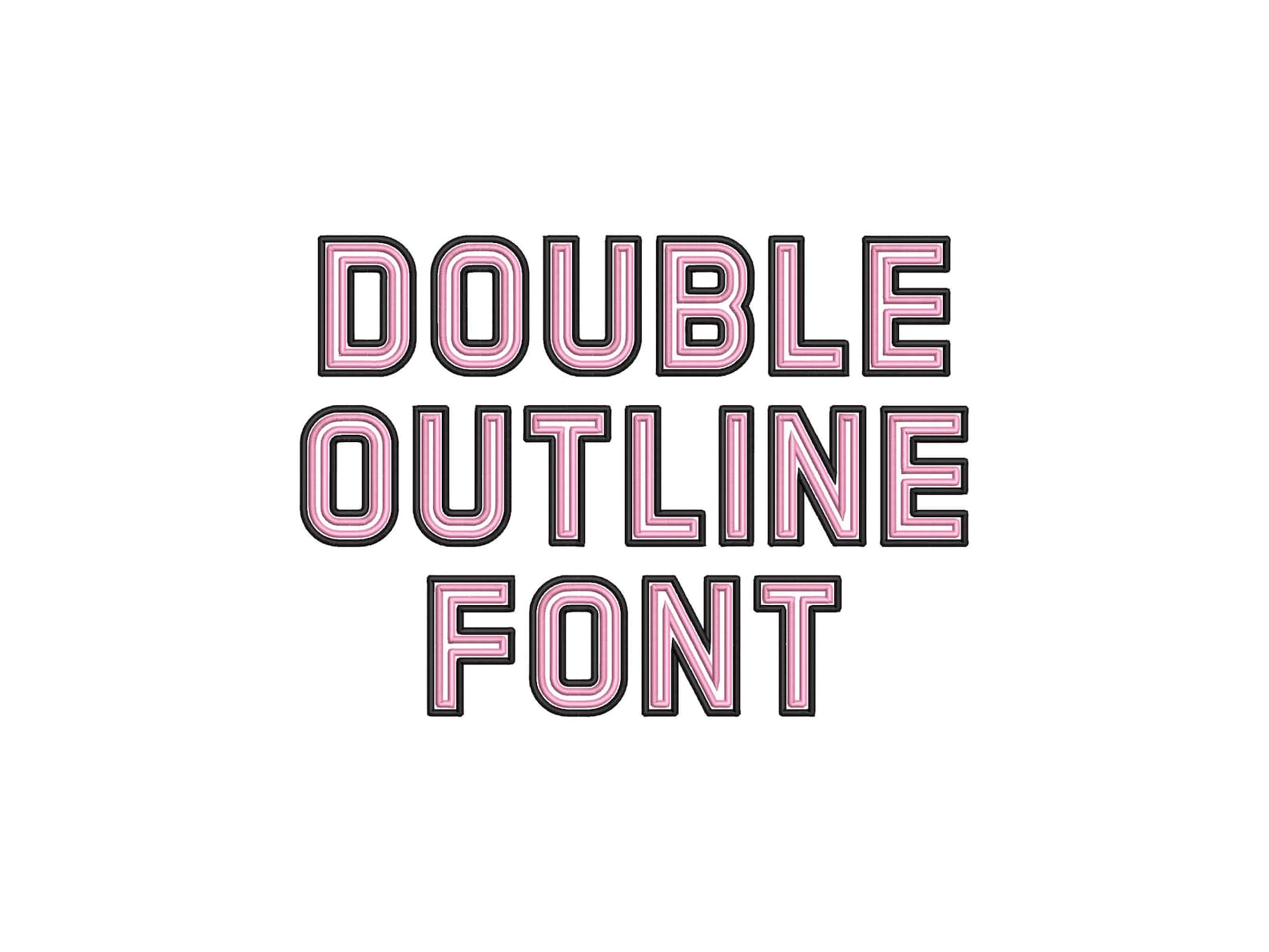 Double Outline Block Font 2 Outlines Satin Stitch Machine Embroidery ...