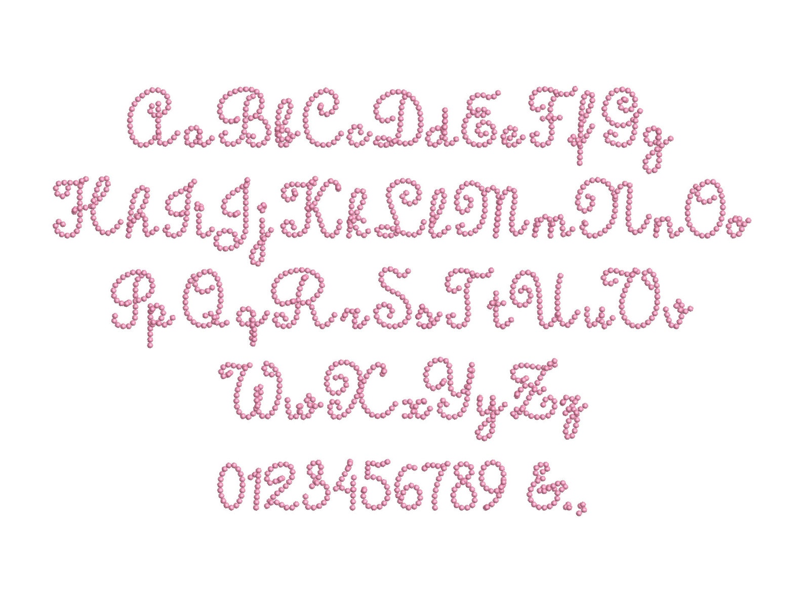 Pearl Stitch Script Handwritten Cursive Font Alphabet Machine ...