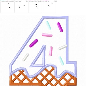 Ice Cream Numbers Applique Ice Cream Waffle Cone Kids Birthday Numbers ...