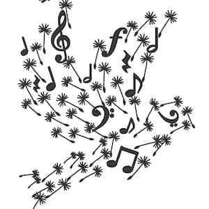 Music Love Heart Feather Dandelion Dove and Notes SET of 7 Machine ...