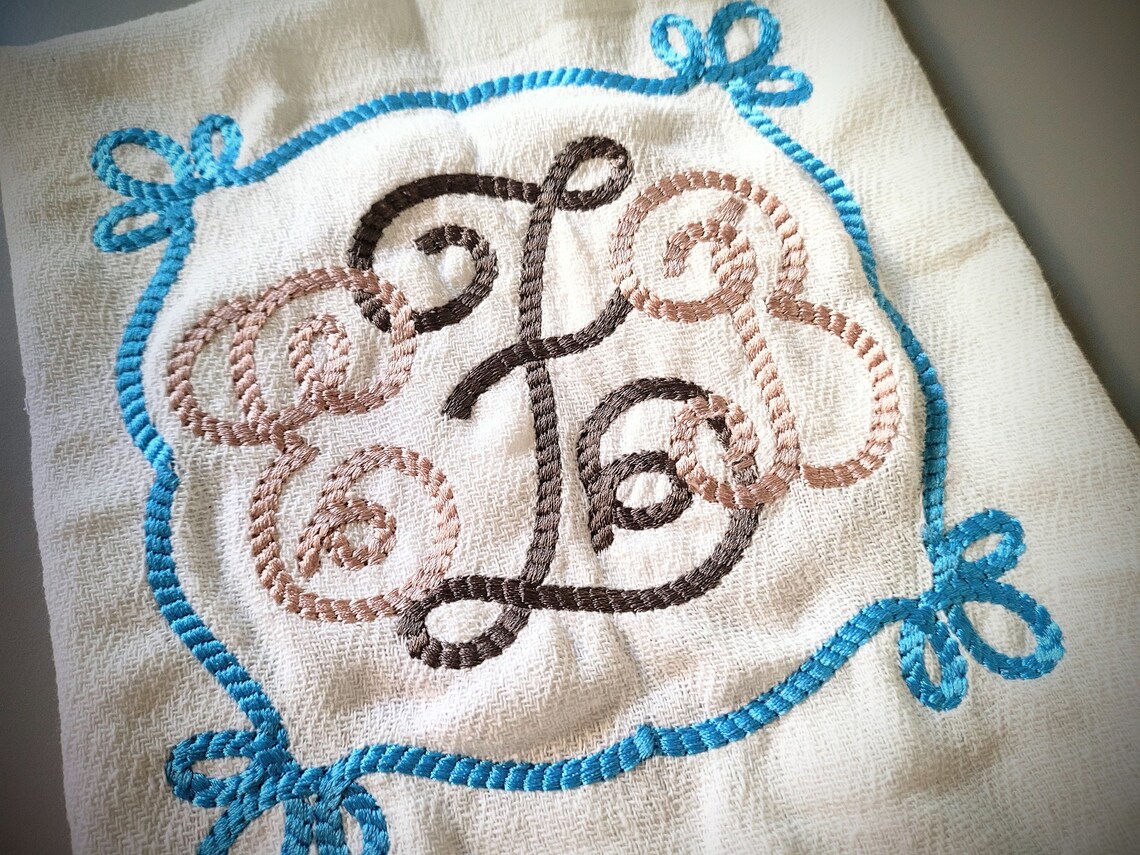 Rope Satin Stitch Font Alphabet Monogram Curl Letters Machine - Etsy