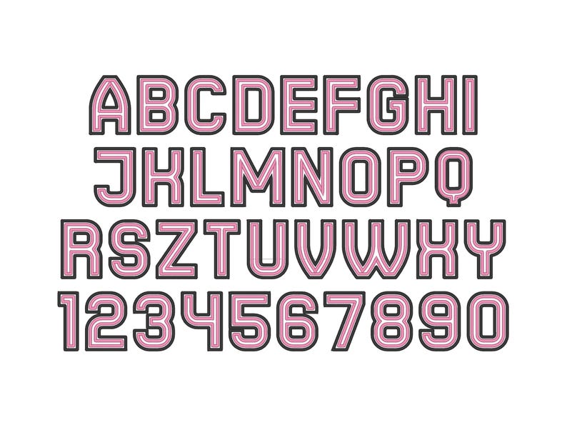 Double Outline Block Font 2 Outlines Satin Stitch Machine Embroidery ...