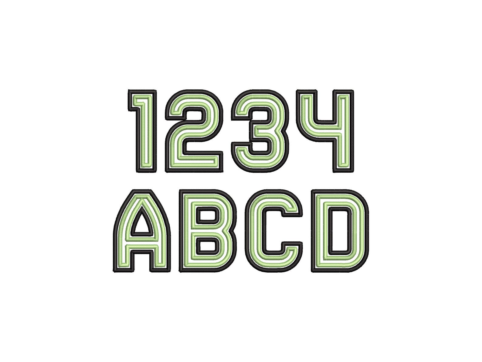 Double Outline Block Font 2 Outlines Satin Stitch Machine Embroidery ...