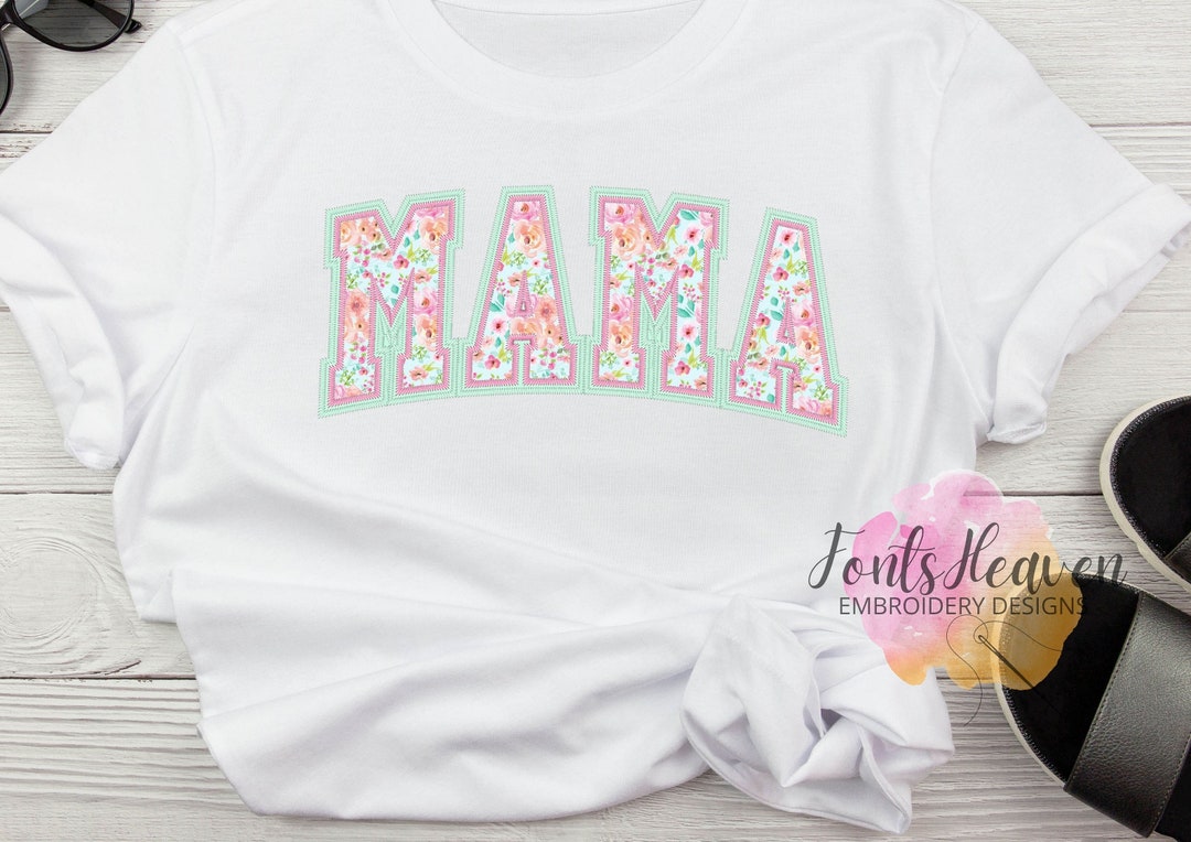 MAMA in Two Layer Applique Machine Embroidery Designs Zigzag Edge ...
