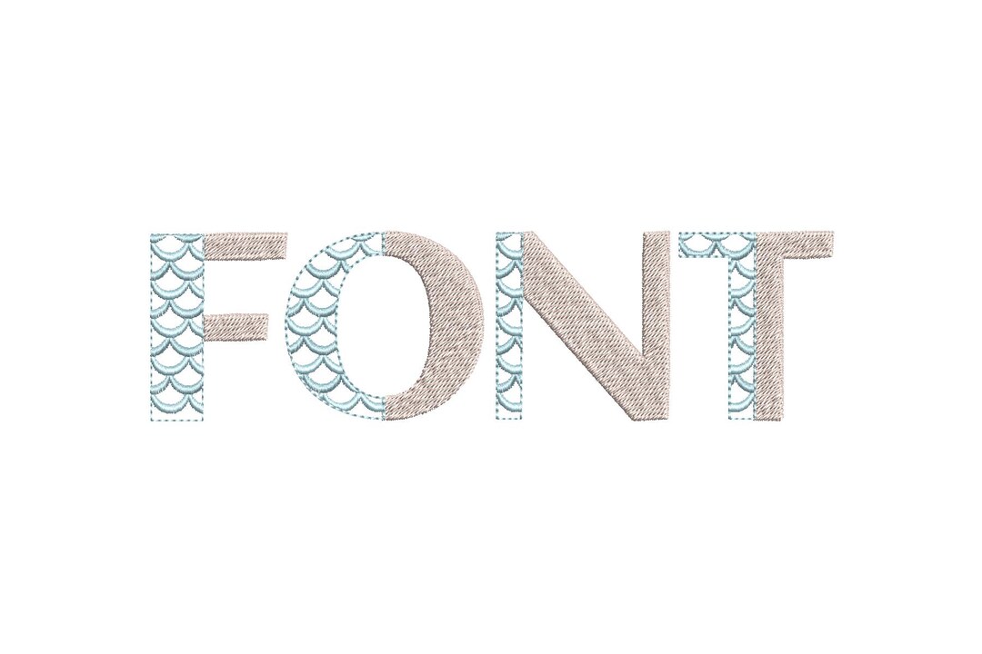 Mermaid FONT Duotone Scalloped Alphabet Monogram Fill Stitch and ...