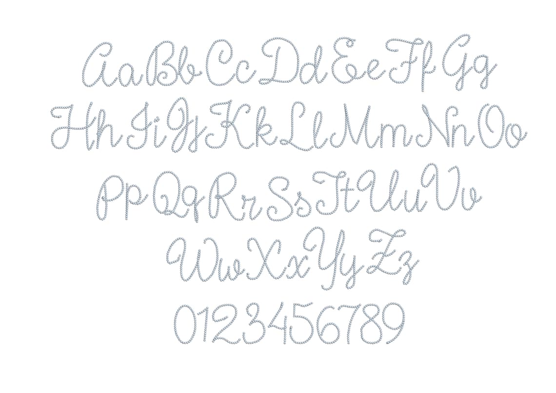 Pearl Stitch Tiffany Handwritten Script Cursive Font Alphabet Letters ...