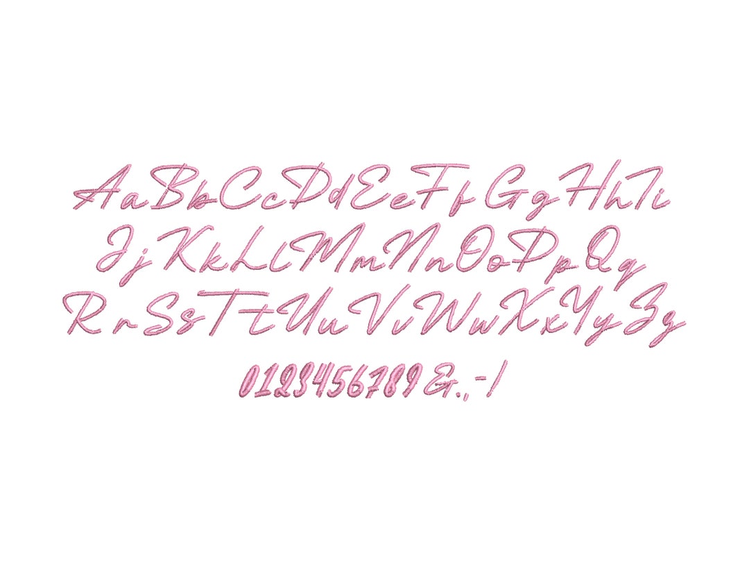 Satin Stitch Handwritten Cursive Font Alphabet Letters and Numbers ...