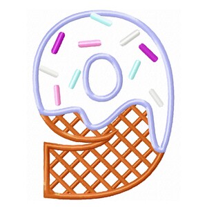Ice Cream Waffle Cone Birthday Number 9 NINE Applique Machine ...