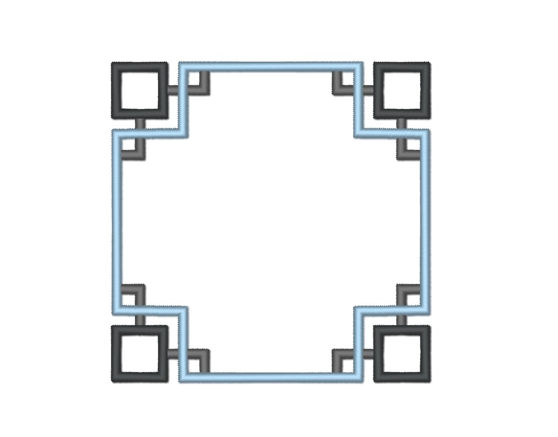 Chinoiserie Square Shape Monogram Frame Machine Embroidery Designs in ...