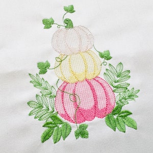 Light Stitch Floral Pumpkin Stack of 3 Pumpkins Flower Farm Fall ...