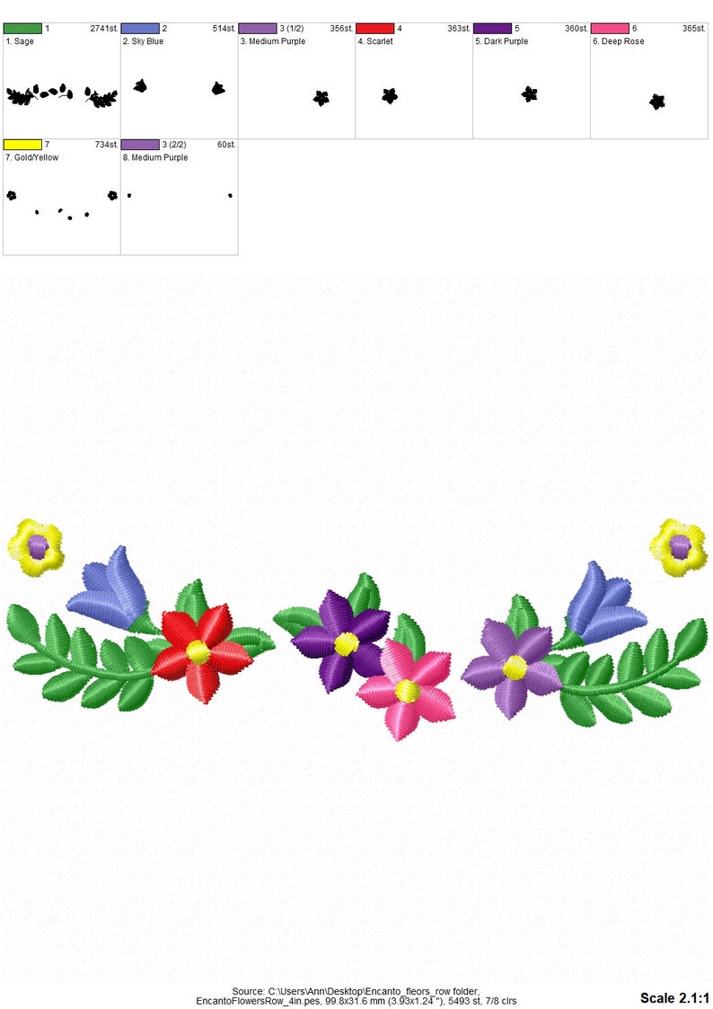 Encanto Colorful Floral Border Monogram Girl Baby Name Edge Frame With ...