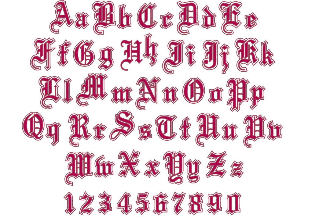 Old English Two Outline Font Double Outline Alphabet Machine Embroidery ...
