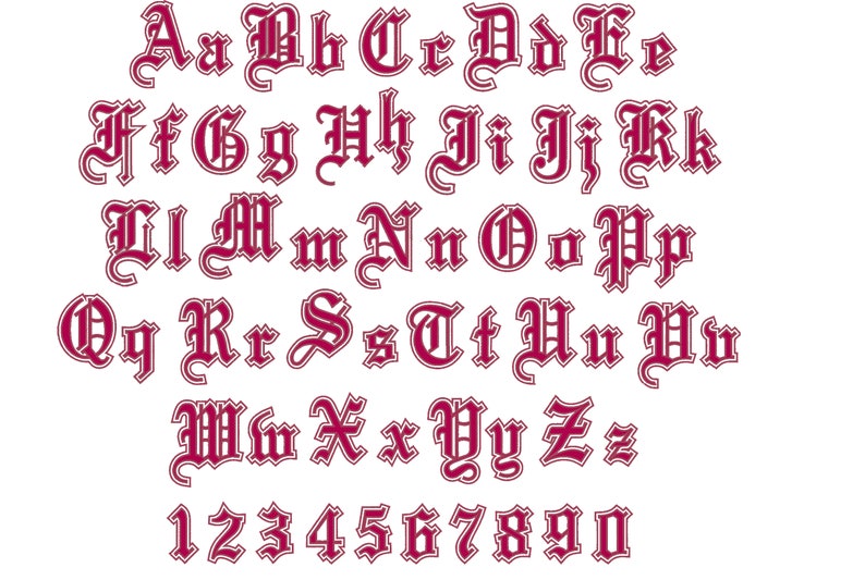 Old English Two Outline Font Double Outline Alphabet Machine - Etsy
