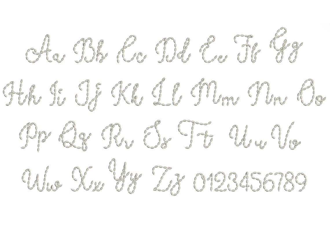 Bean Stitch Script Handwritten Cursive Script Font Alphabet Letters ...