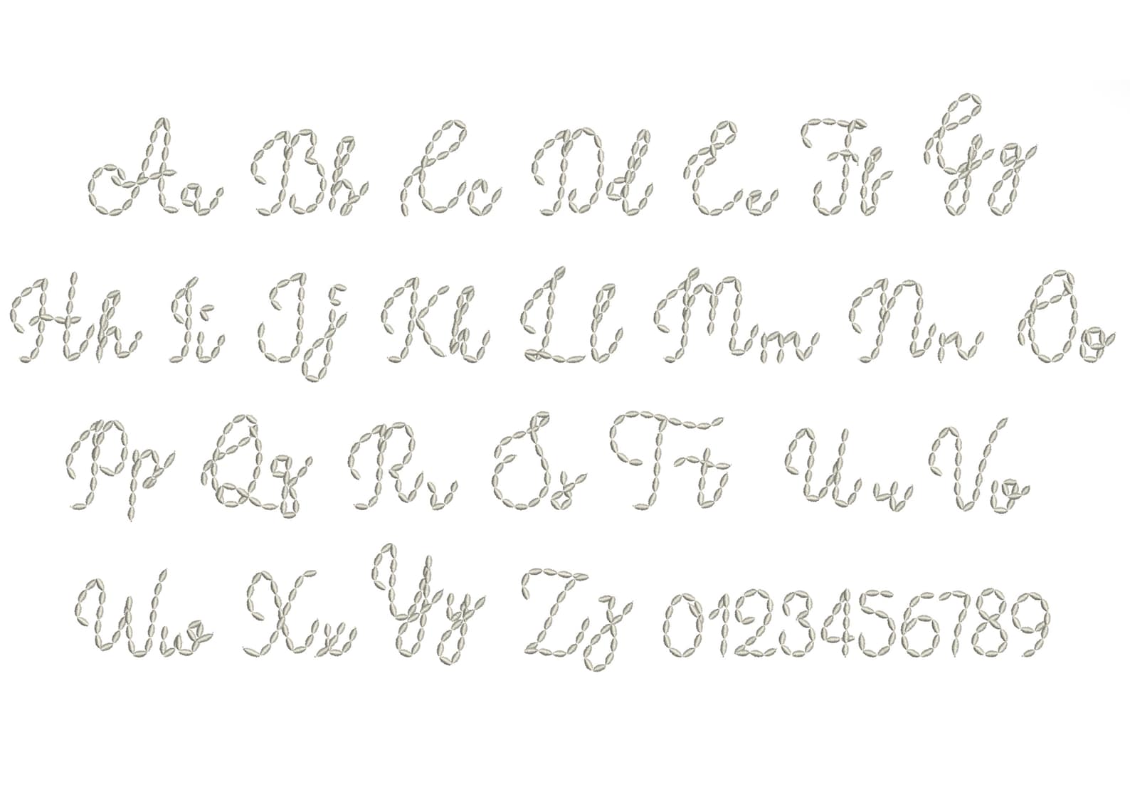 Bean Stitch Script Handwritten Cursive Script Font Alphabet - Etsy