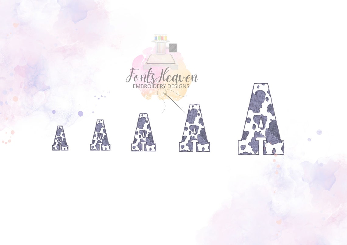 Cow Spots Cowboy Block Athletic Outline Font Alphabet Machine - Etsy
