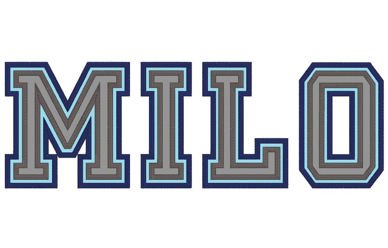 Sport Two Layer Appliqué Font Double Outline and Top Stitch Applique ...