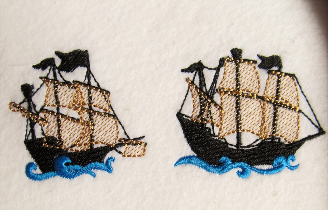 Pirate Ships Embroidery Designs Set of 2 Types, Urban Stylish Cute ...