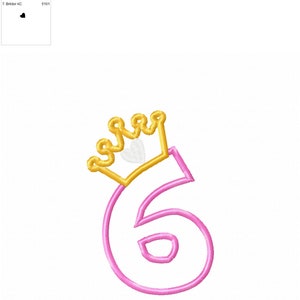 Princess Crown Birthday Number 6 SIX Tshirt Kids Party Outfit Applique ...