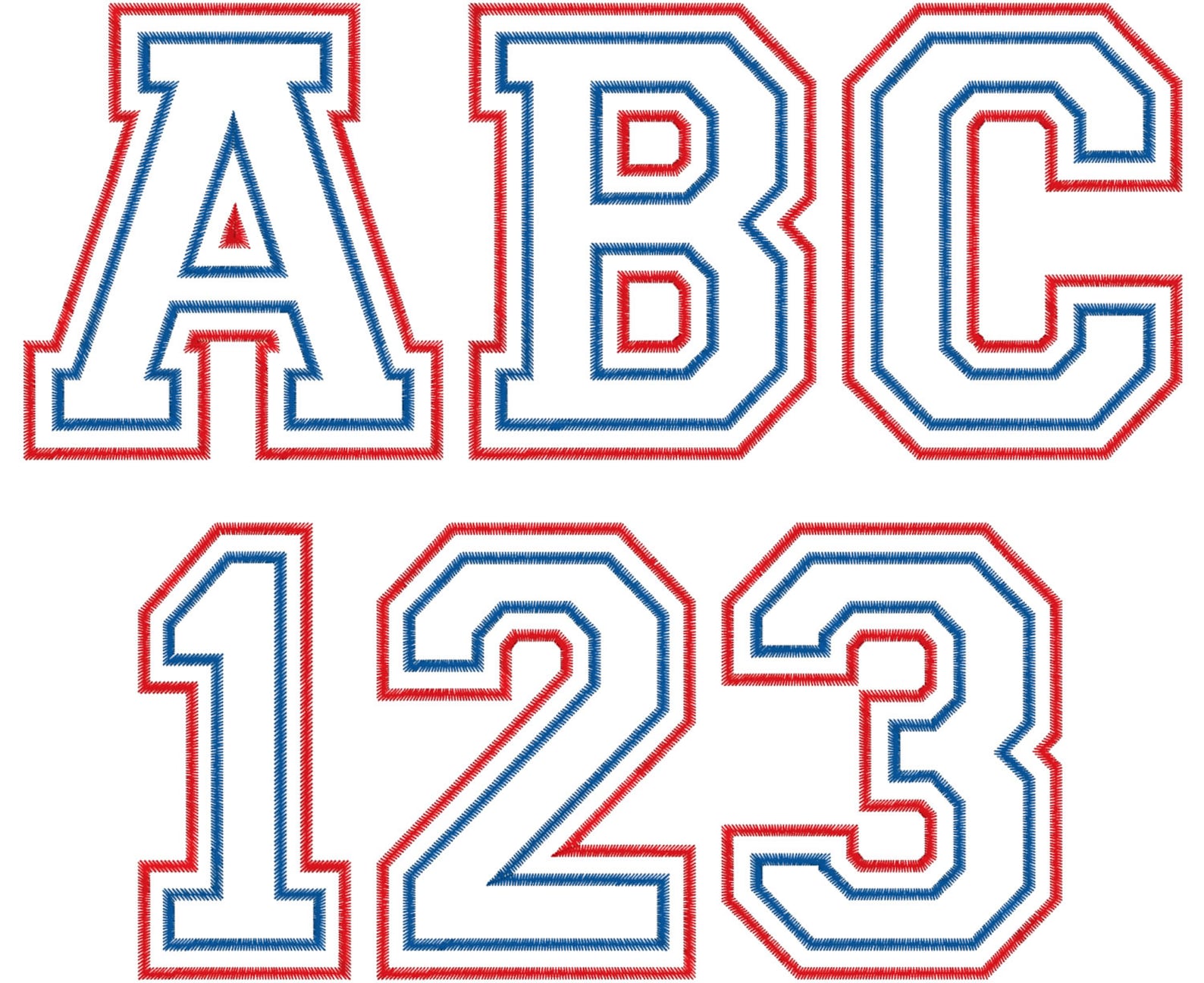 Sport Two Appliqué Font Double Outline Applique Machine - Etsy