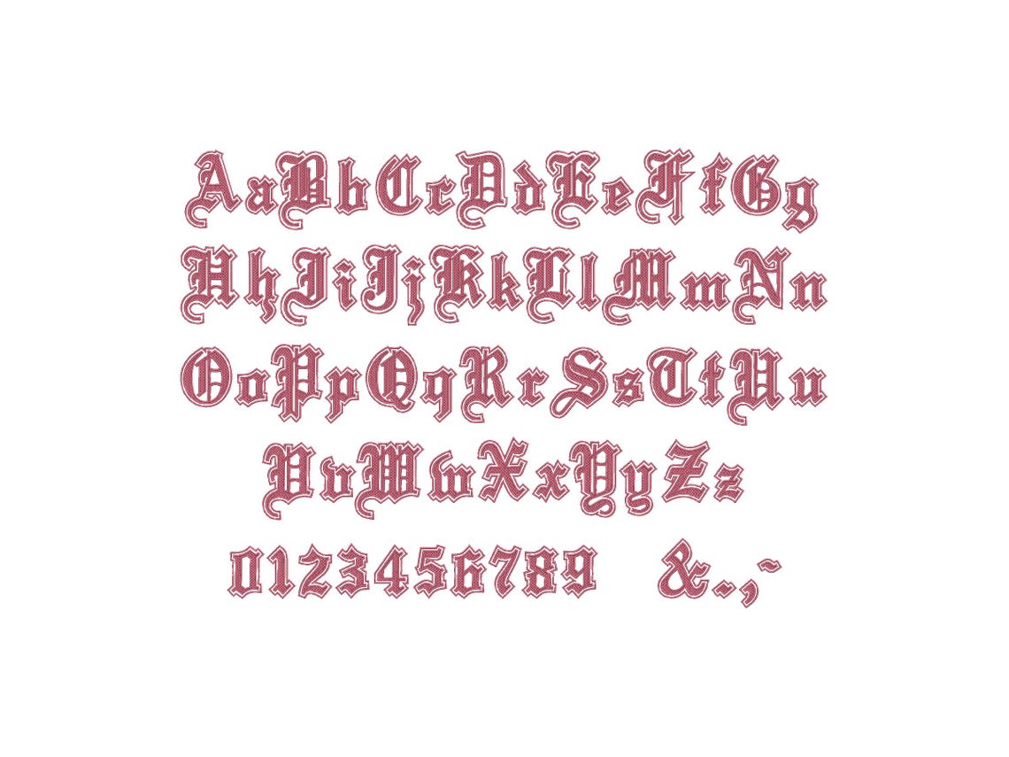 Old English Two Outline Font Double Outline Alphabet Machine Embroidery ...