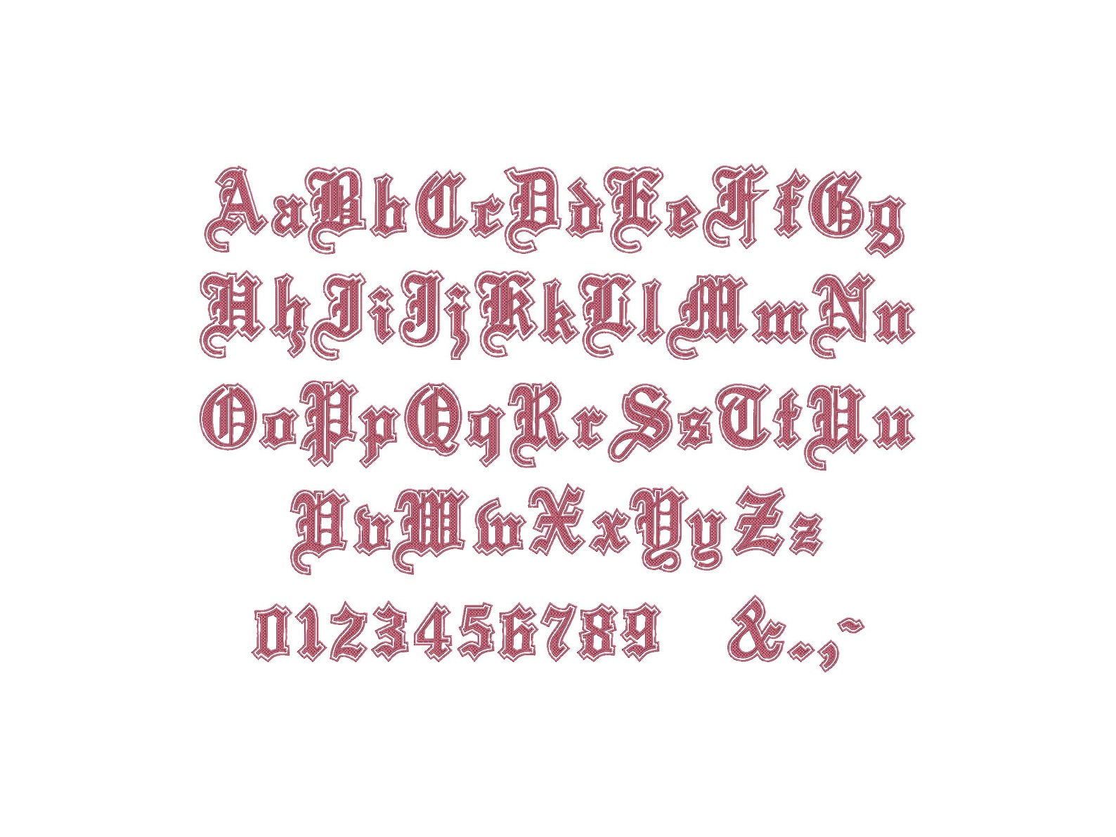Old English Two Outline Font Double Outline Alphabet Machine Embroidery ...