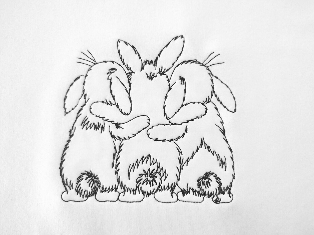 Cute Bunny Trio Three Bunnies in a Row Adorable Easter Bunny Silhouette ...
