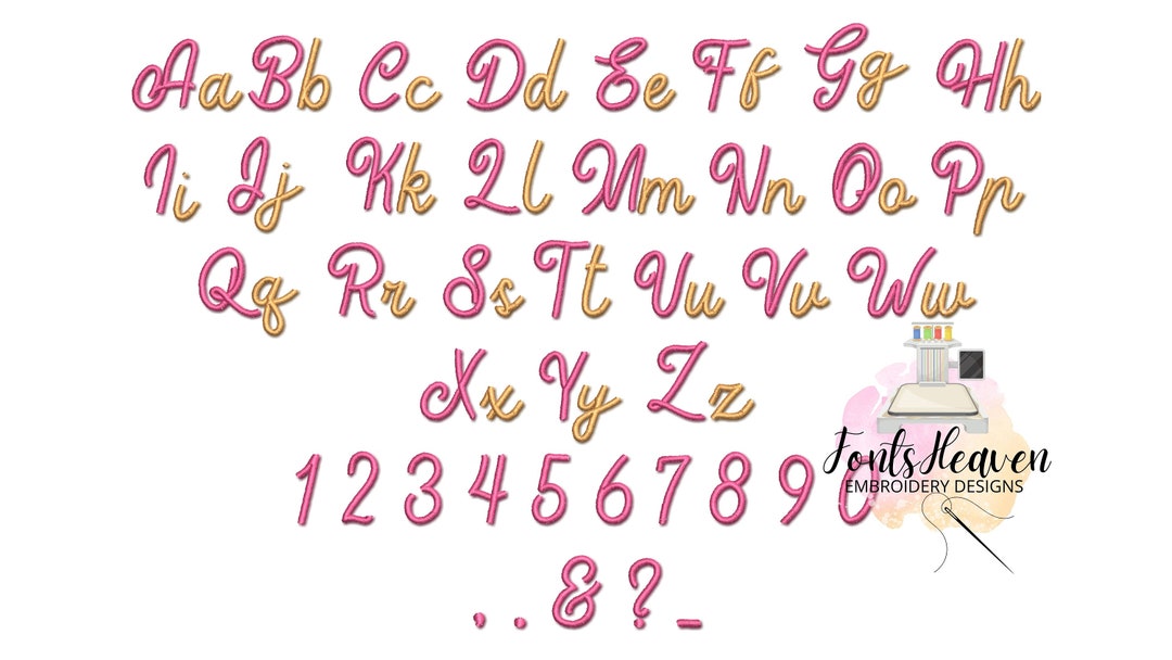 Lemonade Satin Stitch Handwritten Script Font Machine Embroidery ...