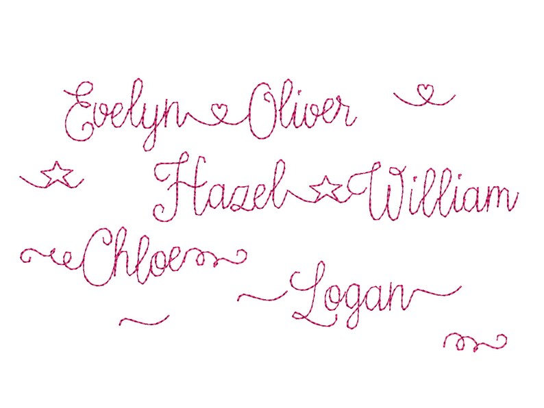 Bean Stitch Script Handwritten Cursive Font With Tails & - Etsy