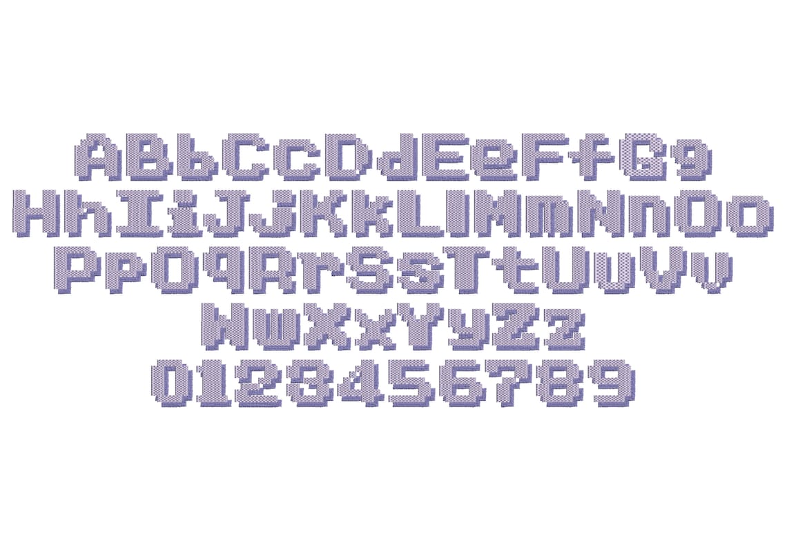 Pixel Shadow Fill Stitch Miner Brick Minecraft Font Alphabet - Etsy