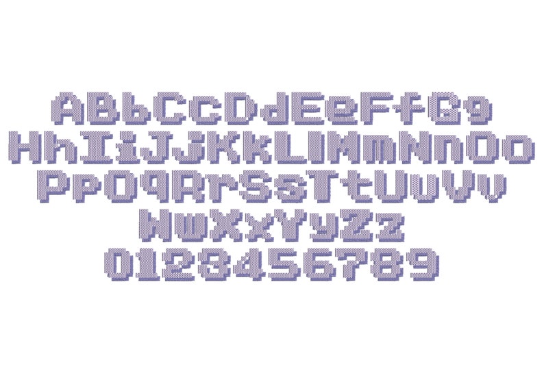 Pixel Shadow Fill Stitch Miner Brick Minecraft Font Alphabet - Etsy