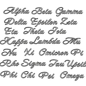 Set of 24 Greek Letters Written in Words Preset of Sororities, Theta ...