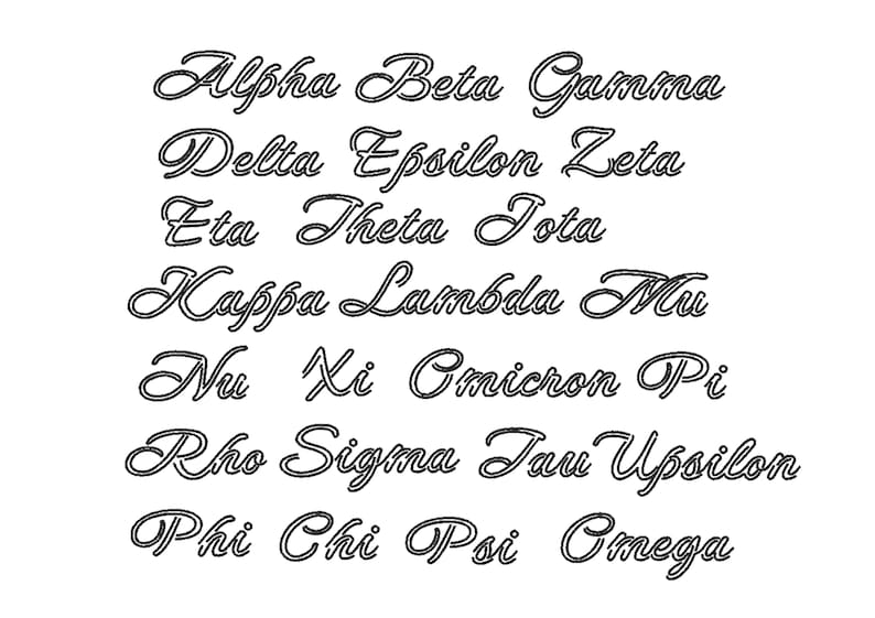 Set of 24 Greek Letters Written in Words Preset of Sororities, Theta ...